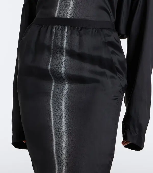 Rick Owens Soft Pillar Gathered Printed Maxi Skirt