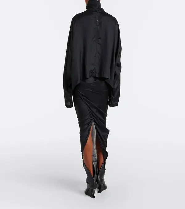 Rick Owens Soft Pillar Gathered Printed Maxi Skirt