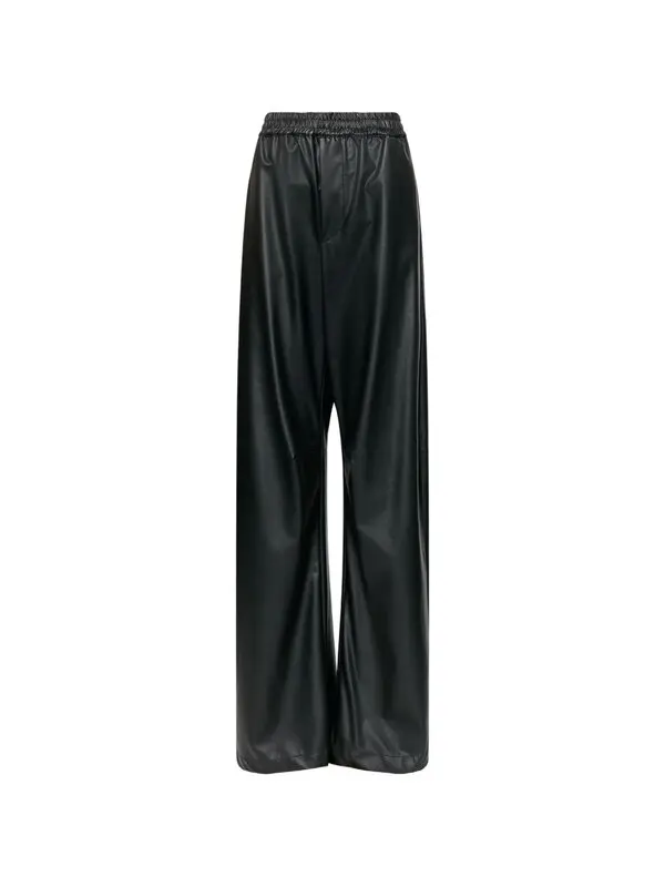 MAISON MARGIELA Faux Leather Wide Leg Trousers - Black