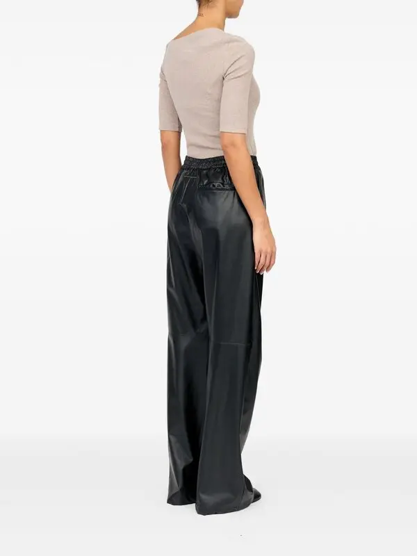 MAISON MARGIELA Faux Leather Wide Leg Trousers
