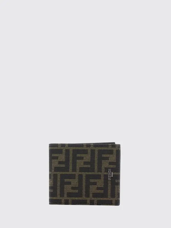 Fendi Ff Monogram Jacquard Fabric Bifold Wallet - Brown