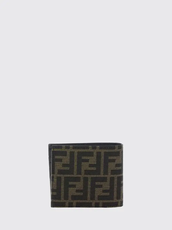Fendi Ff Monogram Jacquard Fabric Bifold Wallet - Brown