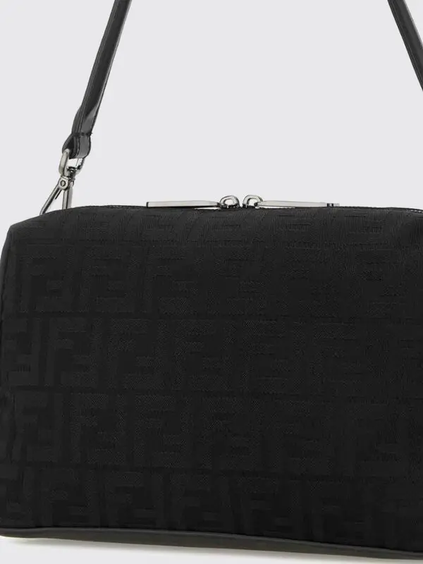 Fendi Lui Pouch In Nylon With Ff Monogram - Black