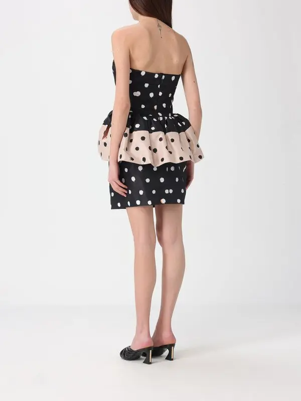Fendi Polka Dot Strapless Peplum Dress