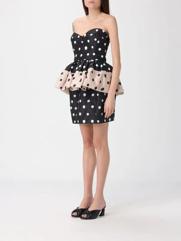 Fendi Polka Dot Strapless Peplum Dress