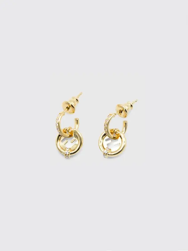 Fendi Everround Earrings In Brass With Rhinestones