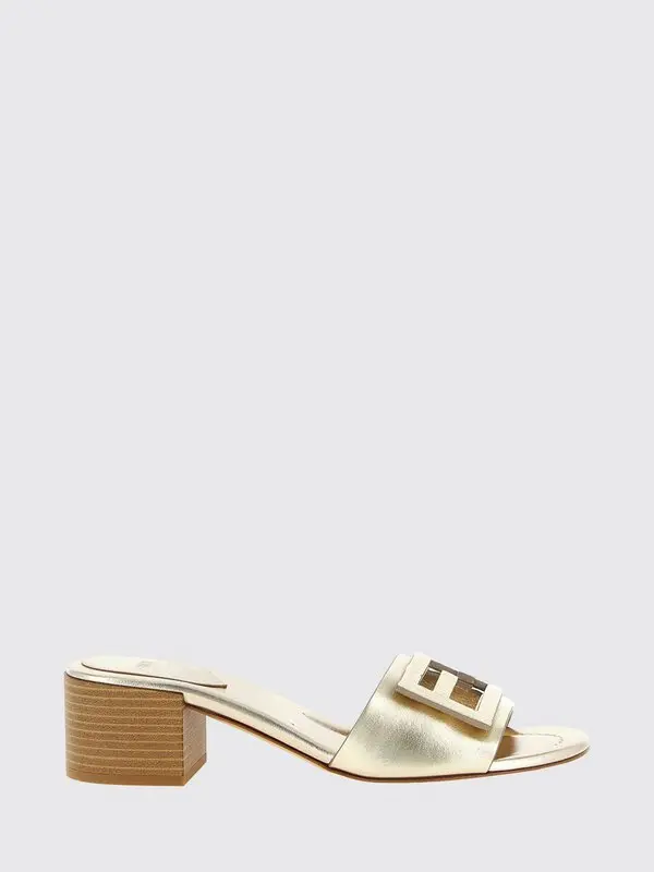 Fendi Laminated Leather Baguette Mules