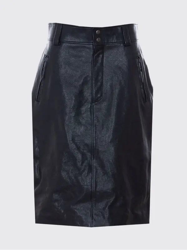 Saint Laurent High-waisted Leather Pencil Mini Skirt With Button Detail