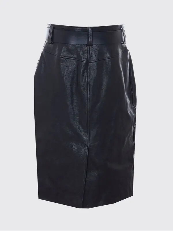 Saint Laurent High-waisted Leather Pencil Mini Skirt With Button Detail