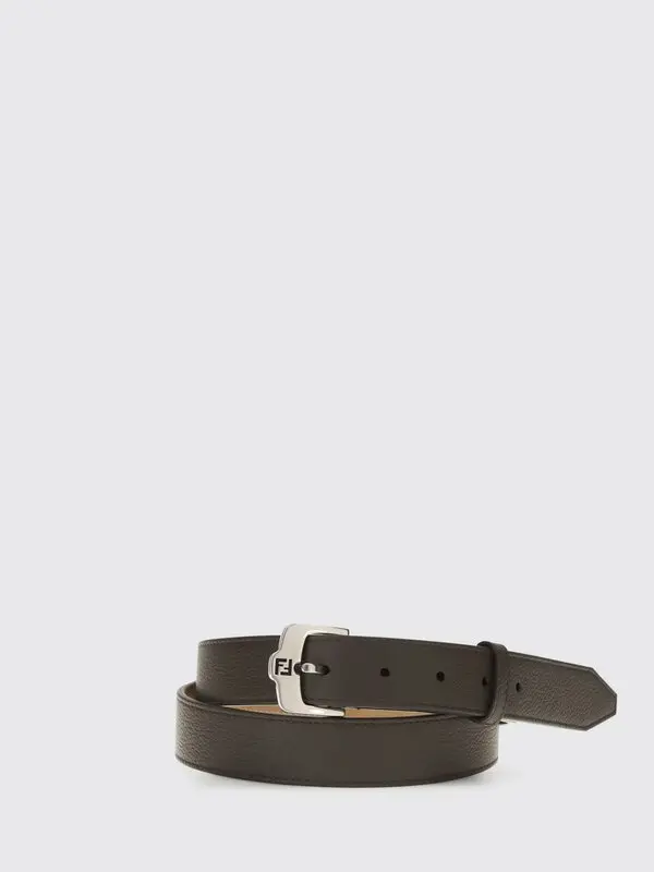 Fendi Grained Leather Ff Belt - Brown