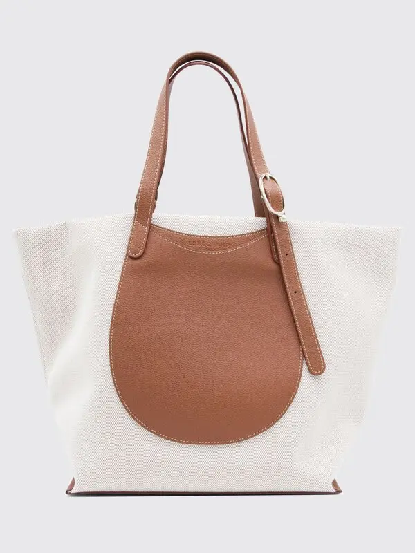 Longchamp Le Foulonné Toile Canvas And Grained Leather Shoulder Bag - Camel