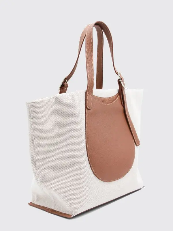 Longchamp Le Foulonné Toile Canvas And Grained Leather Shoulder Bag - Camel