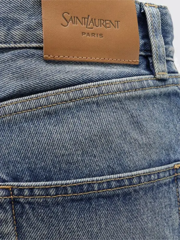 Saint Laurent Cropped Fit Cotton Denim Jeans