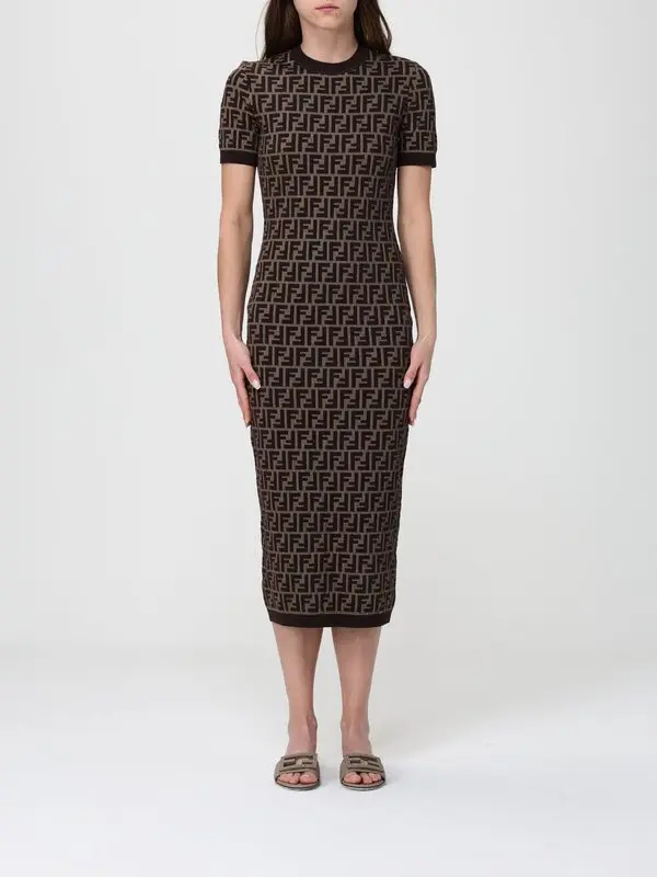 Fendi Ff Cotton Knit Sheath Dress