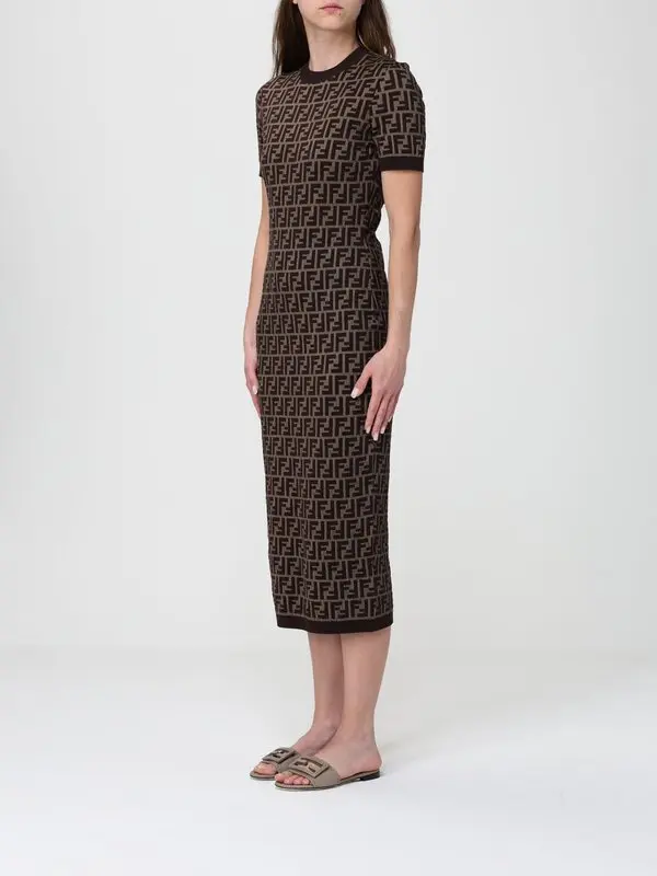 Fendi Ff Cotton Knit Sheath Dress