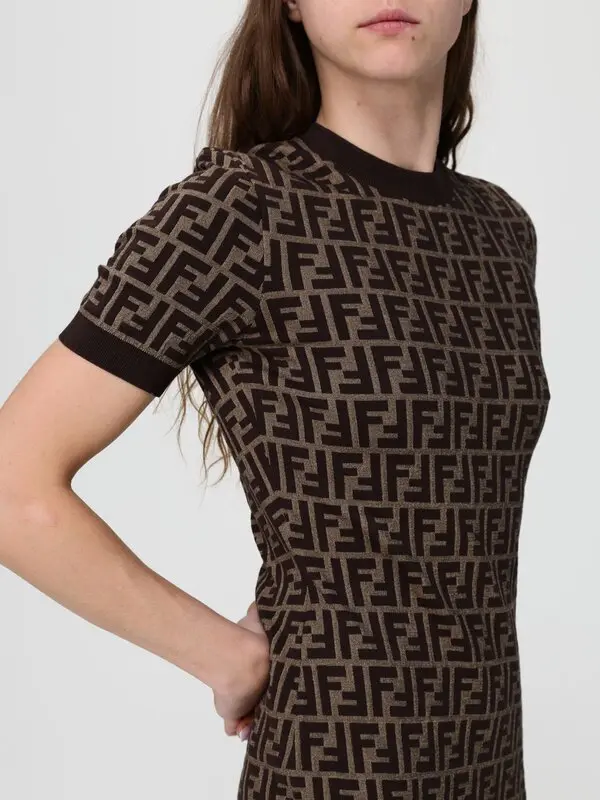 Fendi Ff Cotton Knit Sheath Dress