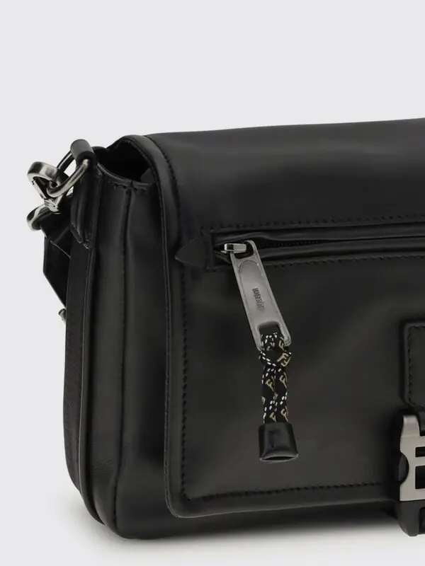 Fendi Calfskin Leather Messenger Bag - Black