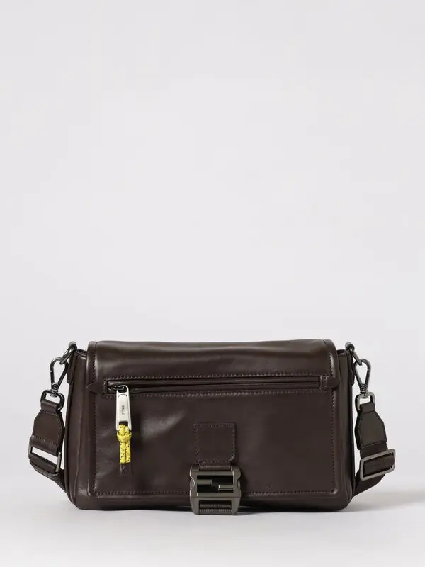 Fendi Calfskin Leather Messenger Bag - Dark