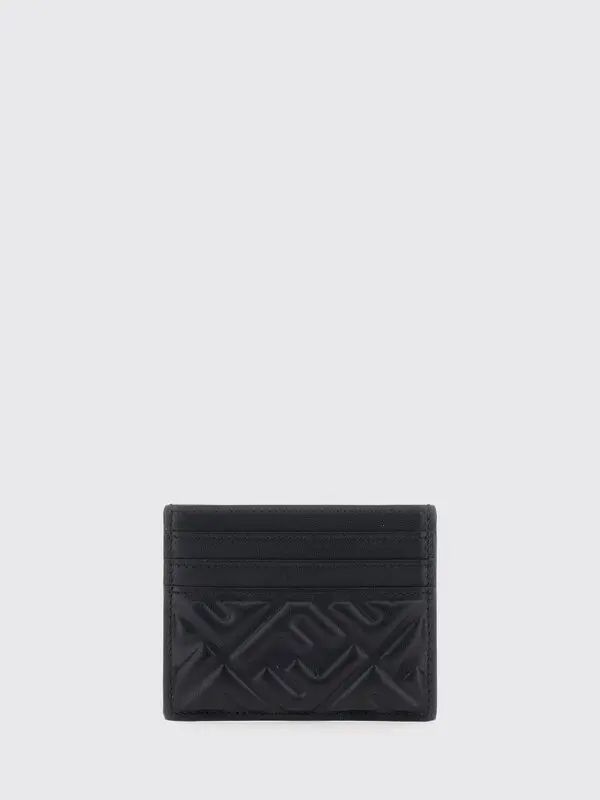Fendi Ff Baguette Lambskin Card Holder - Black
