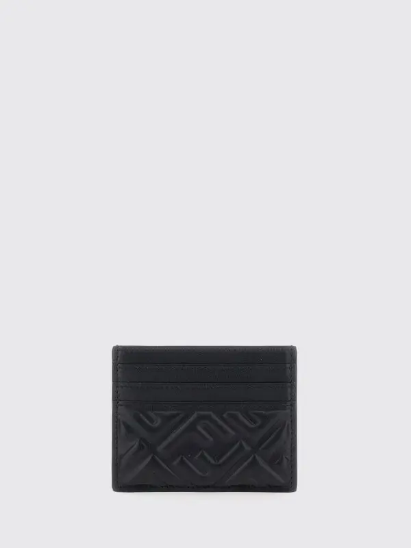 Fendi Lambskin Card Holder With Six Slots And Embossed Ff Logo