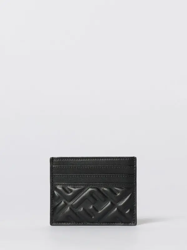 Fendi Ff Baguette Lambskin Card Holder - Black