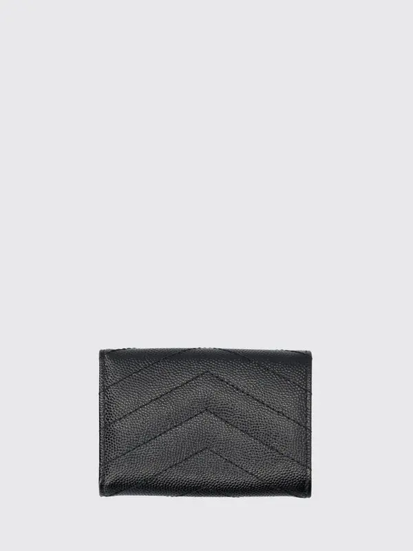 Saint Laurent Cassandre Grained Leather Wallet With Monogram