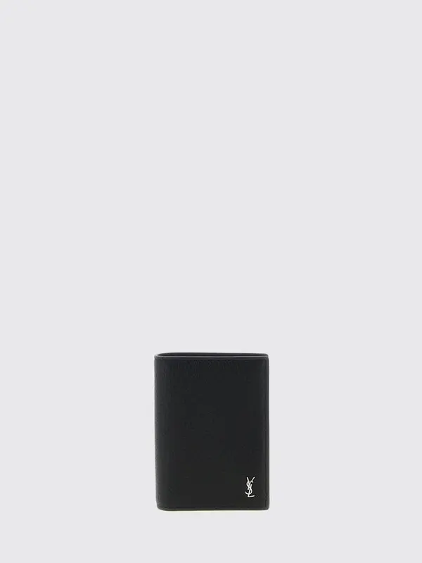 Saint Laurent Cassandre Bifold Wallet In Calfskin With Logo - Black