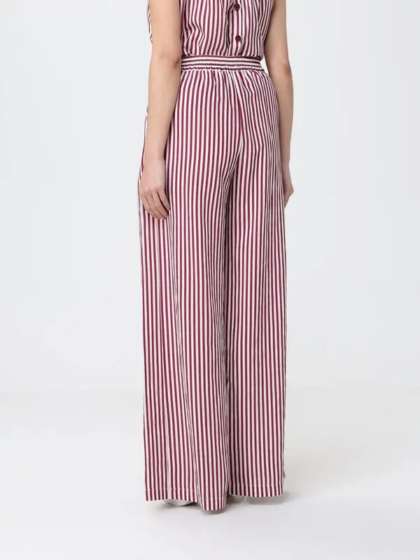 HANITA Striped Viscose Blend Palazzo Trousers - Red