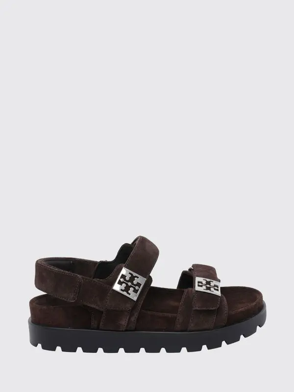 Tory Burch Mellow Suede Platform Sandals With Double T Logo
