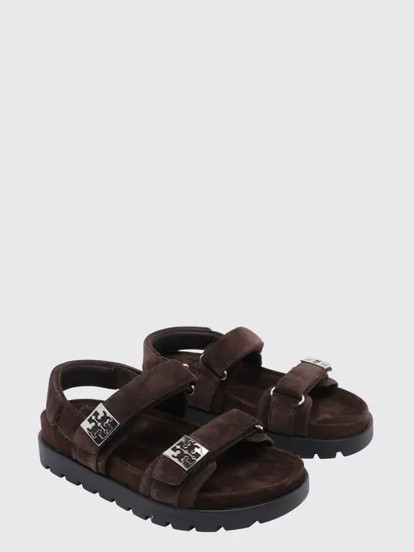 Tory Burch Mellow Suede Platform Sandals With Double T Logo