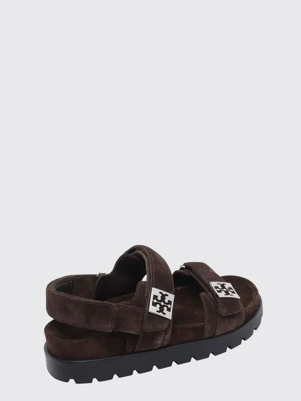 Tory Burch Mellow Suede Platform Sandals With Double T Logo