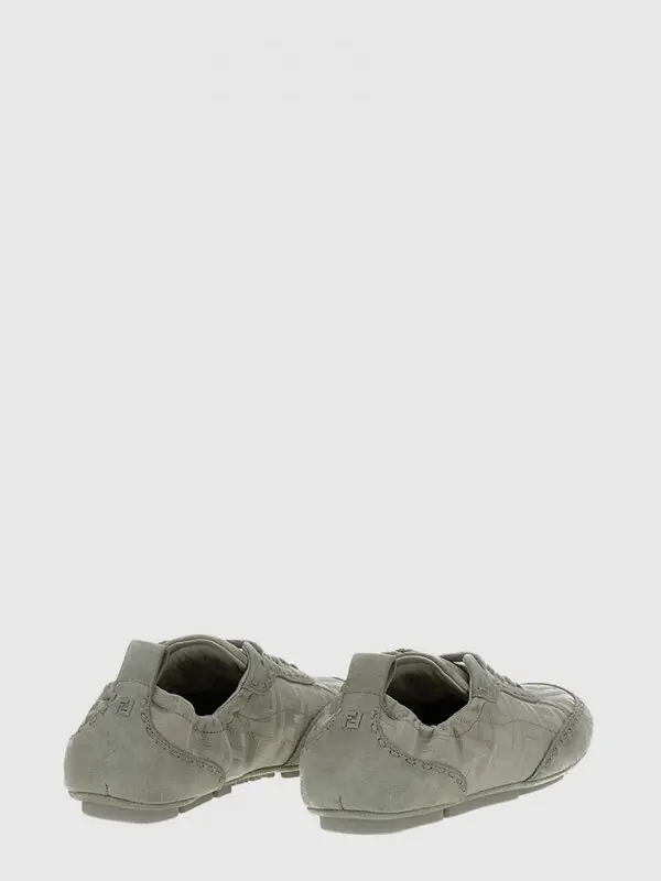 Fendi Fit Ff Jacquard Monogram Canvas And Suede Sneakers - Grey