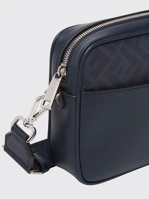 Fendi Squared Ff Coated Leather And Cotton Bag