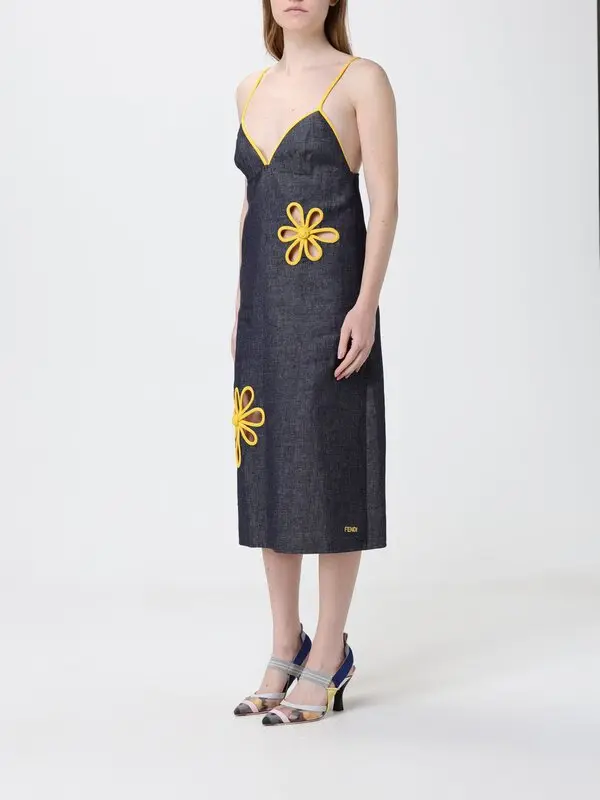 Fendi Cotton Midi Dress With Flowers
