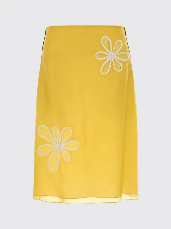 Fendi Silk Organza Floral Embroidered Midi Pencil Skirt