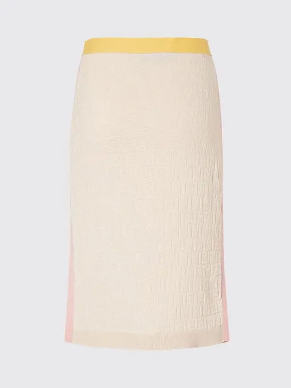 Fendi Ff Cotton Blend Skirt - Beige