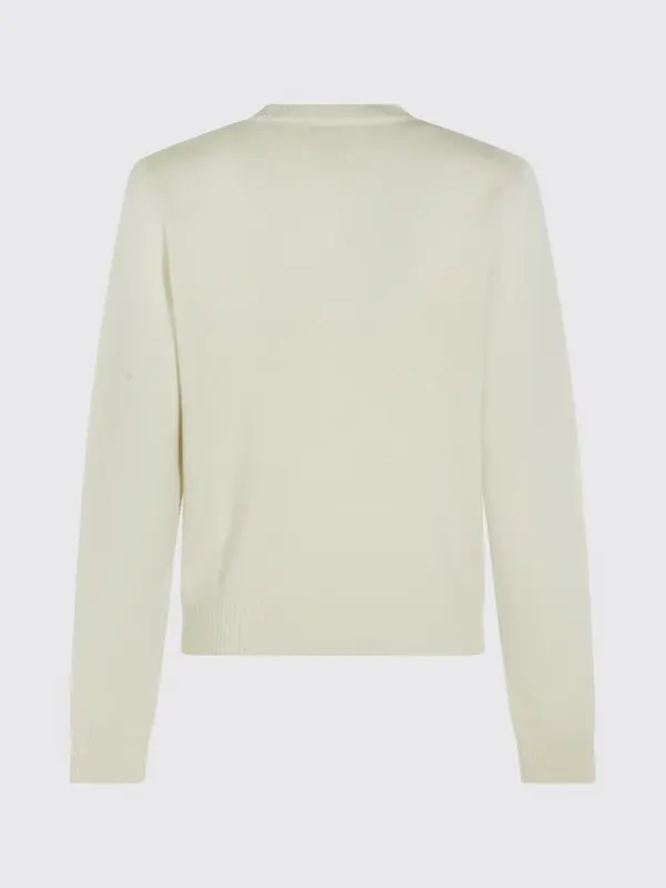 A.p.c. Crewneck Wool Sweater With Embroidered Logo - Ecru
