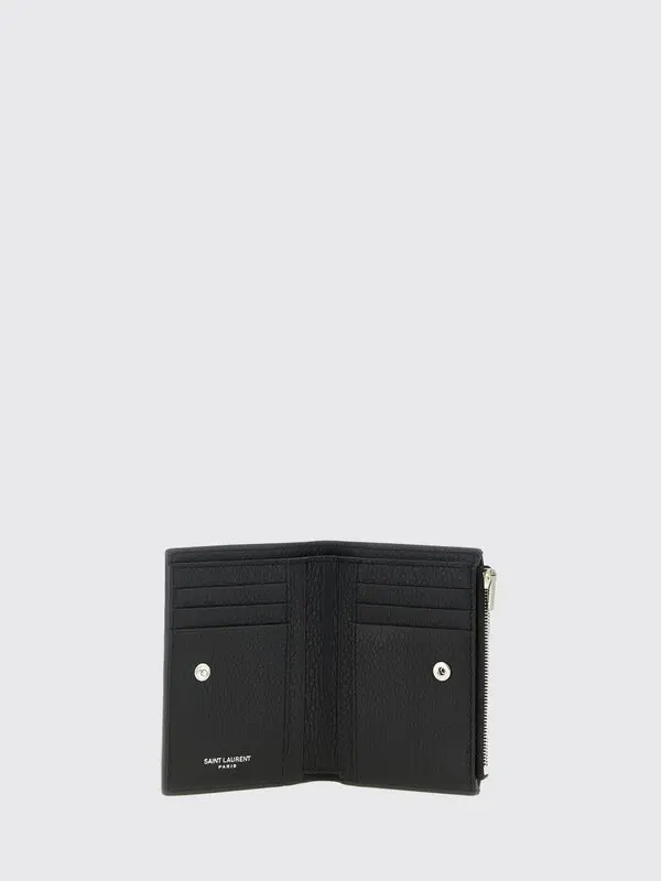 Saint Laurent Tiny Cassandre Hammered Leather Wallet
