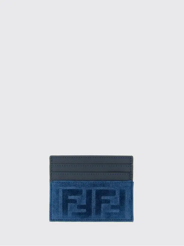 Fendi Ff Velvet And Leather Card Holder