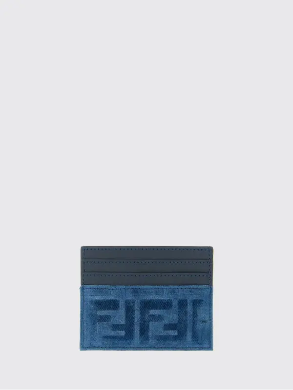 Fendi Ff Velvet And Leather Card Holder