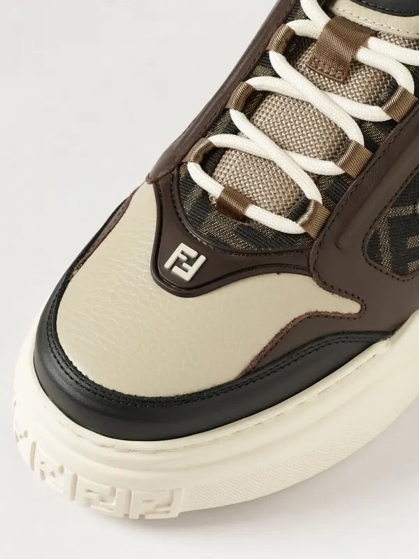 Fendi Force Calf Leather Sneakers With Ff Monogram - Multicolor