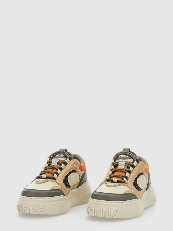 Fendi Force Leather Sneakers - Orange