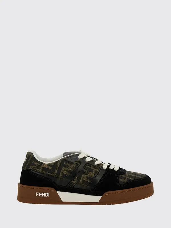 Fendi Match Suede And Ff Monogram Jacquard Sneakers