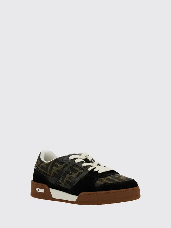 Fendi Match Suede And Ff Monogram Jacquard Sneakers