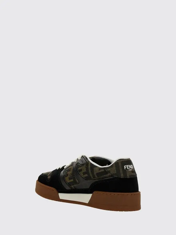 Fendi Match Suede And Ff Monogram Jacquard Sneakers