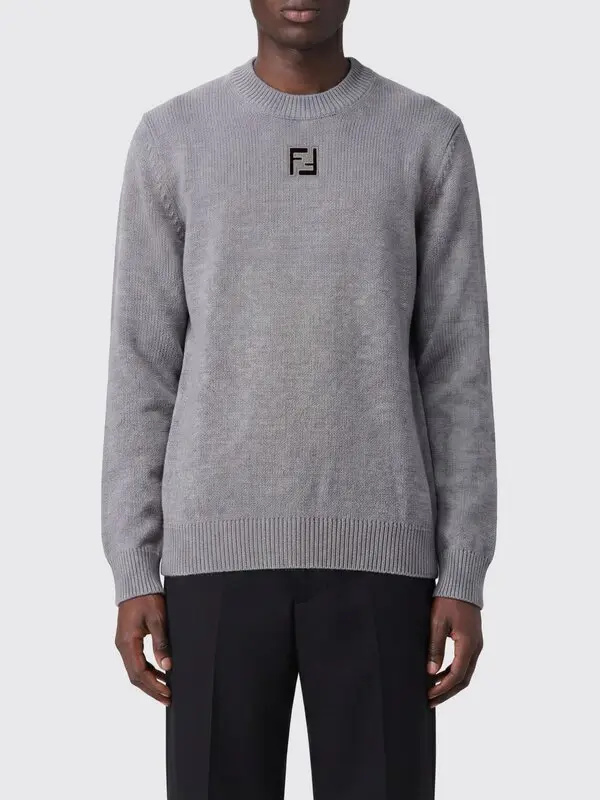 Fendi Ff Wool Crew-neck Sweater - Grey