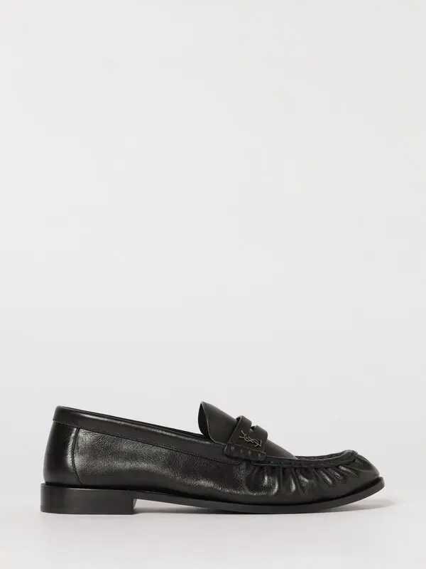 Saint Laurent Le Loafer Penny Loafers In Calfskin With Monogram - Black
