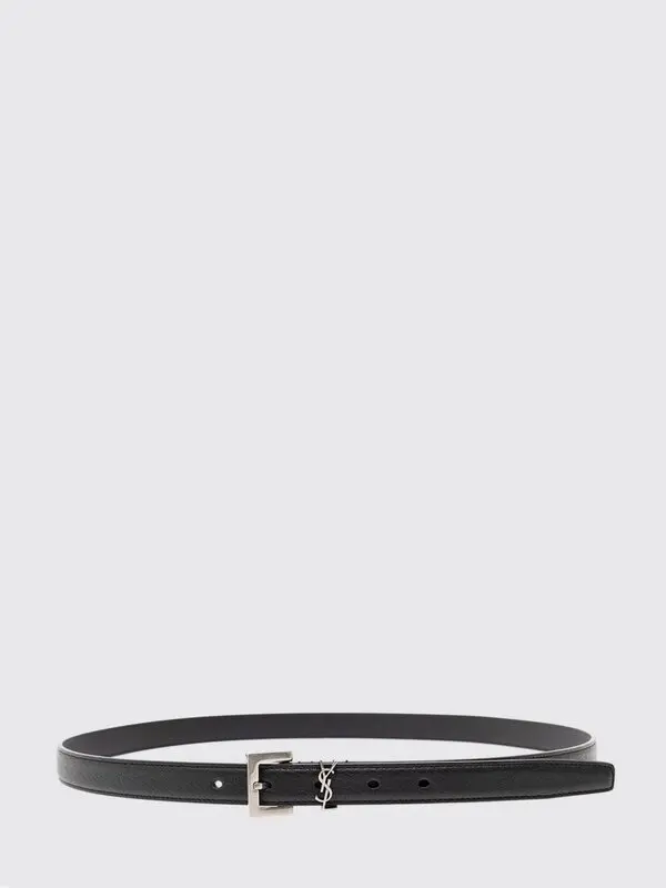 Saint Laurent Grained Lambskin Leather Belt - Black