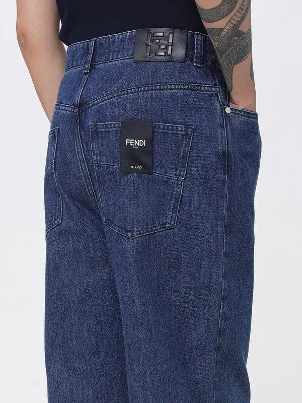 Fendi Wide-leg Cotton Denim Jeans