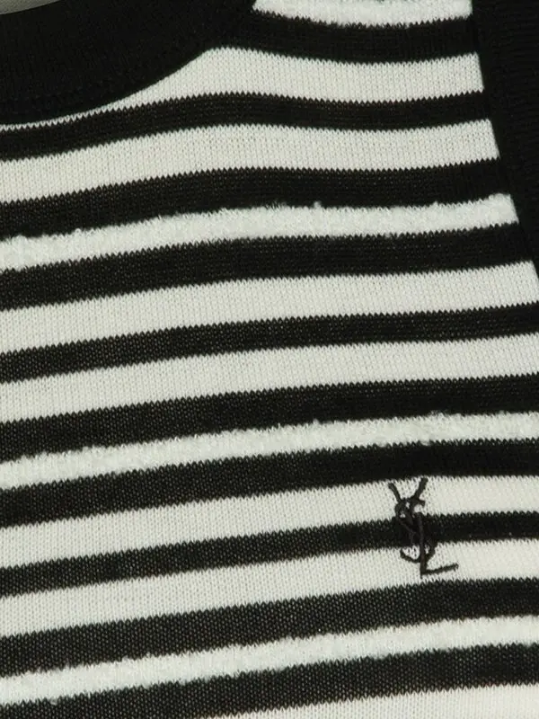 Saint Laurent Striped Sleeveless Top With Monogram